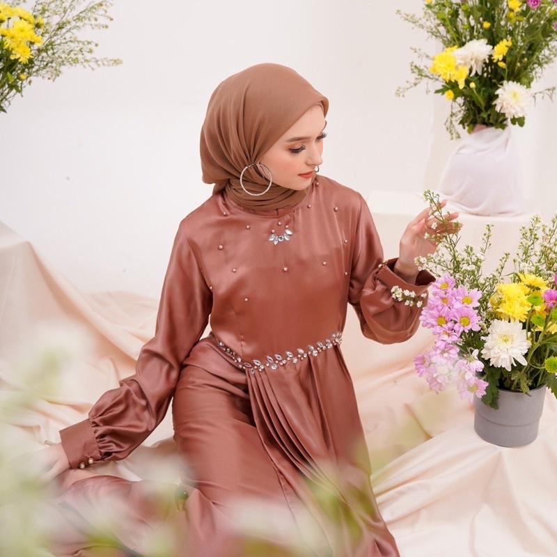 Jual Gamis Pesta Kondangan Keysha Silk Dress Muslim Korean Style Satin ...
