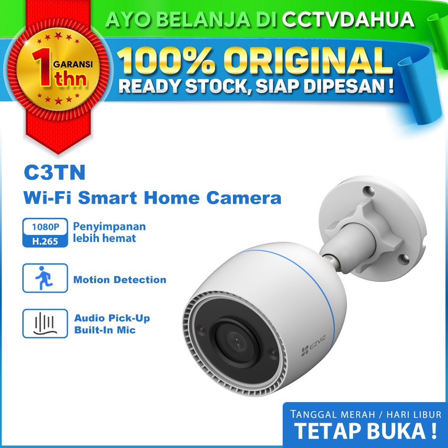 Jual EZVIZ C3TN 1080P 2MP H.265 BUILT-IN MIC WIFI CAMERA IP67 GARANSI ...