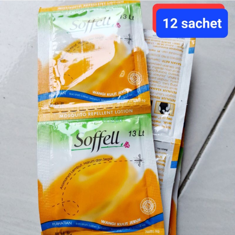 Jual SOFFEL LOTION ANTI NYAMUK 12 sachet AROMA JERUK.Apel.dan Geranium ...
