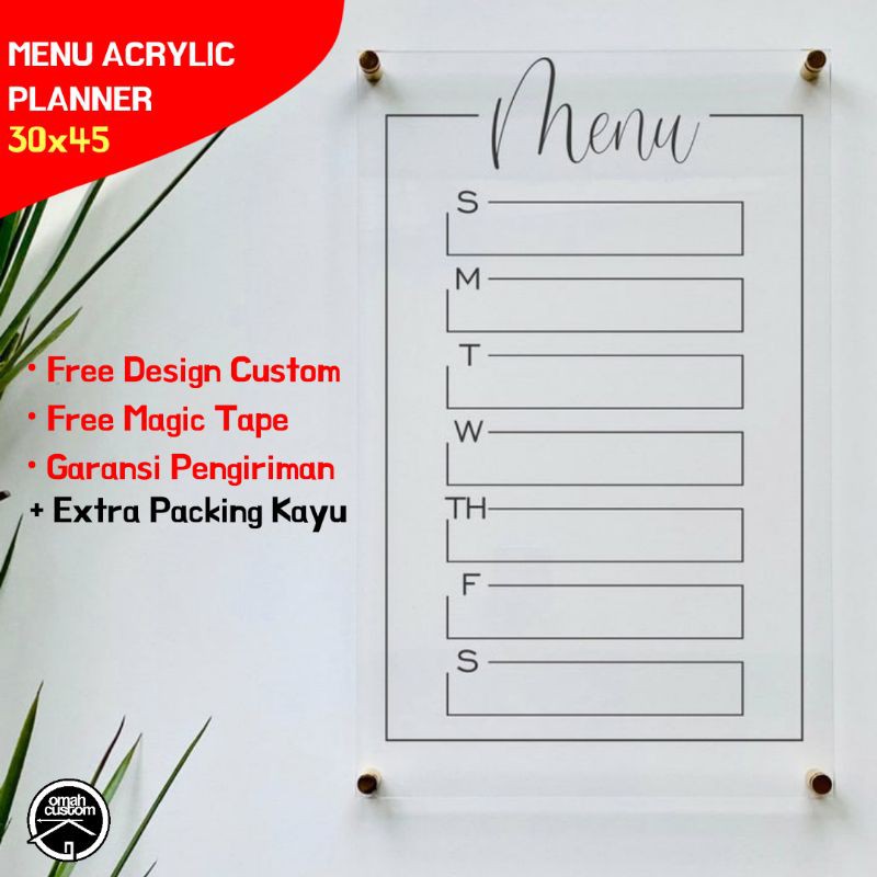 Jual Akrilik Weekly Planner type:Menu Dapur Restoran/Rumah Makan Unik ...