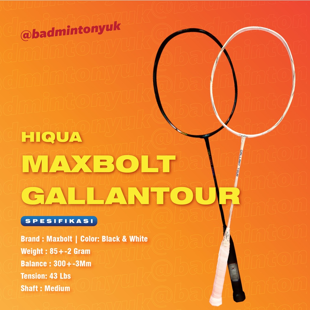 Jual Maxbolt Gallant Tour White / Black Raket Badminton Original ...