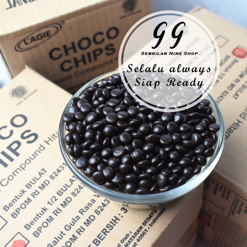 Jual LAGIE 250 Gram CHOCO CHIPS Dark Setengah 1/2 BULAT Cokelat ...