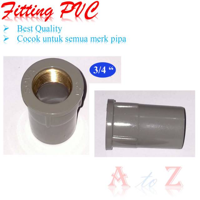 Jual Sock drat dalam kuningan 3/4 in/sdd kuningan pvc 3/4" | Shopee ...