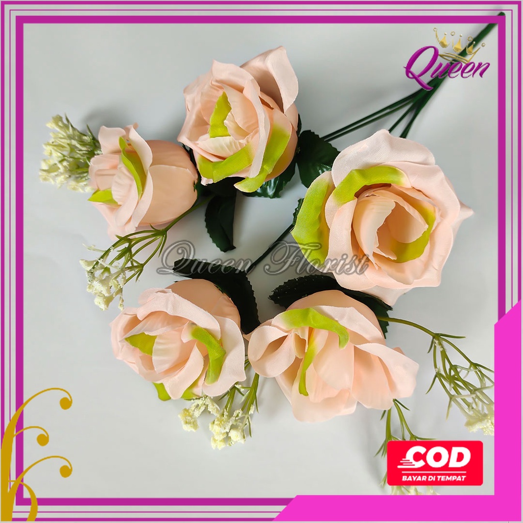 Jual Bunga Rose Tropis Termurah Cabang 5 Artificial Premium - Mawar ...
