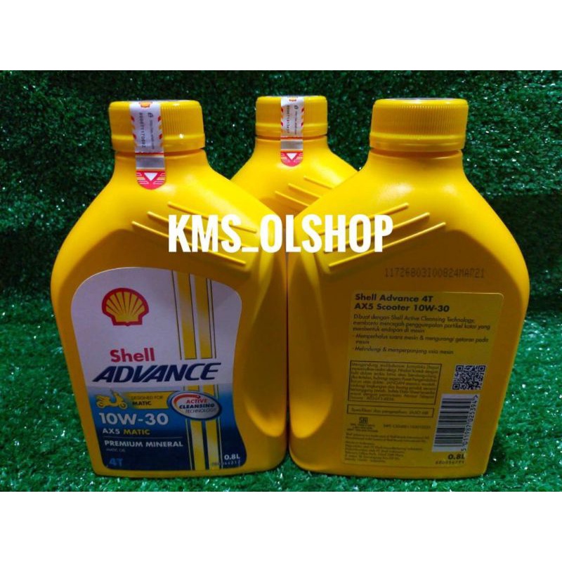 Jual Shell Advance AX5 Matic SAE 10W-30 0.8 Liter, Oli Shell AX5 Scooter 800ml | Shopee Indonesia