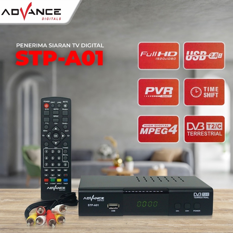 Jual Set Top Box Advance STP-A01 Digital DVB-T2 Receiver Tv Full Hd Bisa Wifi Youtube Untuk TV ...