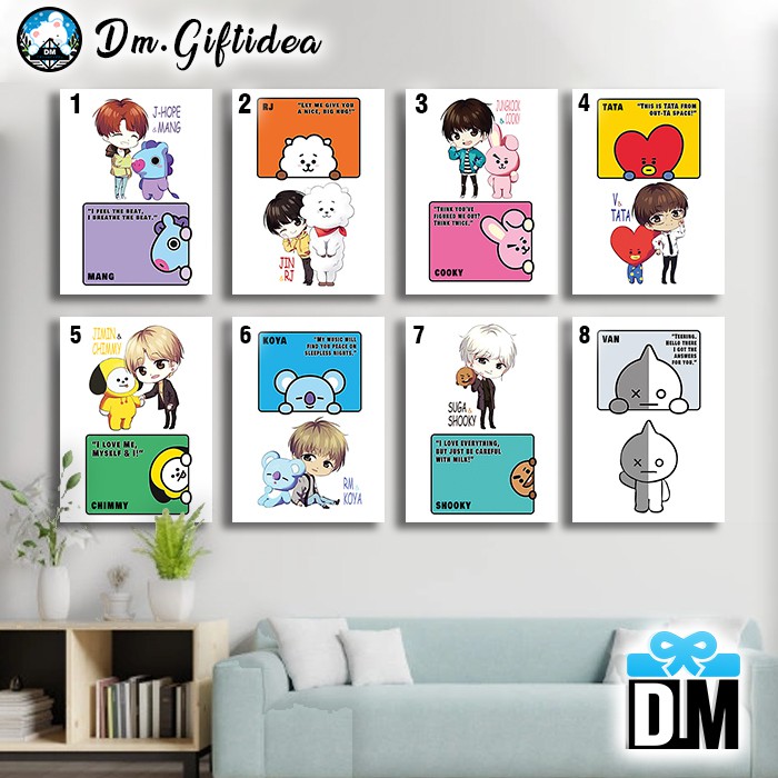Jual Hiasan Dinding Wall Decor Desain Poster Quotes BTS BT21 Icon Group ...