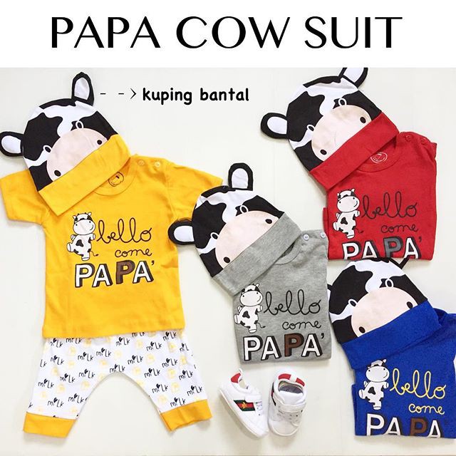 Jual PAPA COW SUIT Setelan Baju Celana Topi Kaos anak Bayi Terlaris ...