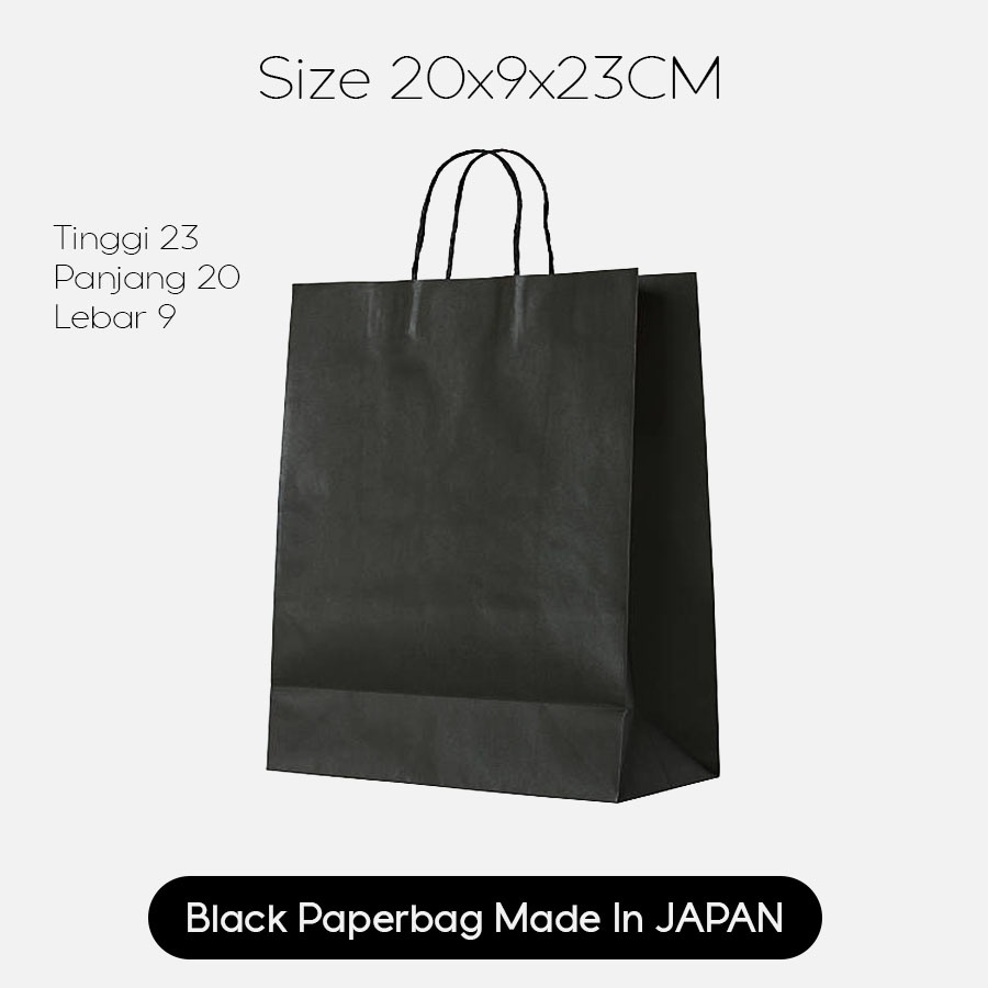 Jual (Tali Kertas) Paper Bag Hitam Polos 20x9x23cm / Paperbag Mini ...
