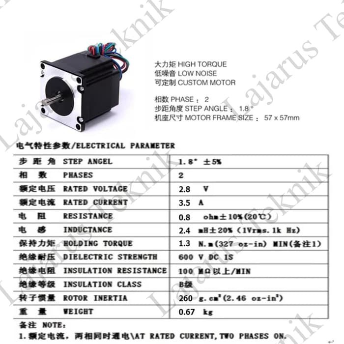 Jual 3 pcs Stepper Motor 57 / Nema 23 / 5718HB3401 1.8 Deg-2.3NM-4,4A-76mm | Shopee Indonesia