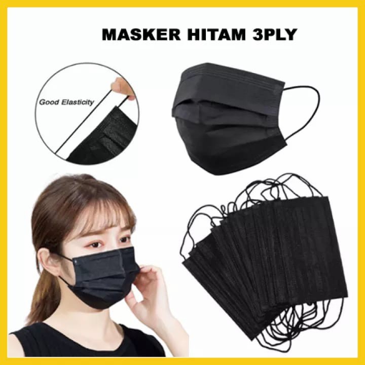 Jual Masker 3 Ply Hitam Putih Korea - Korean Mask Style Earloop ...