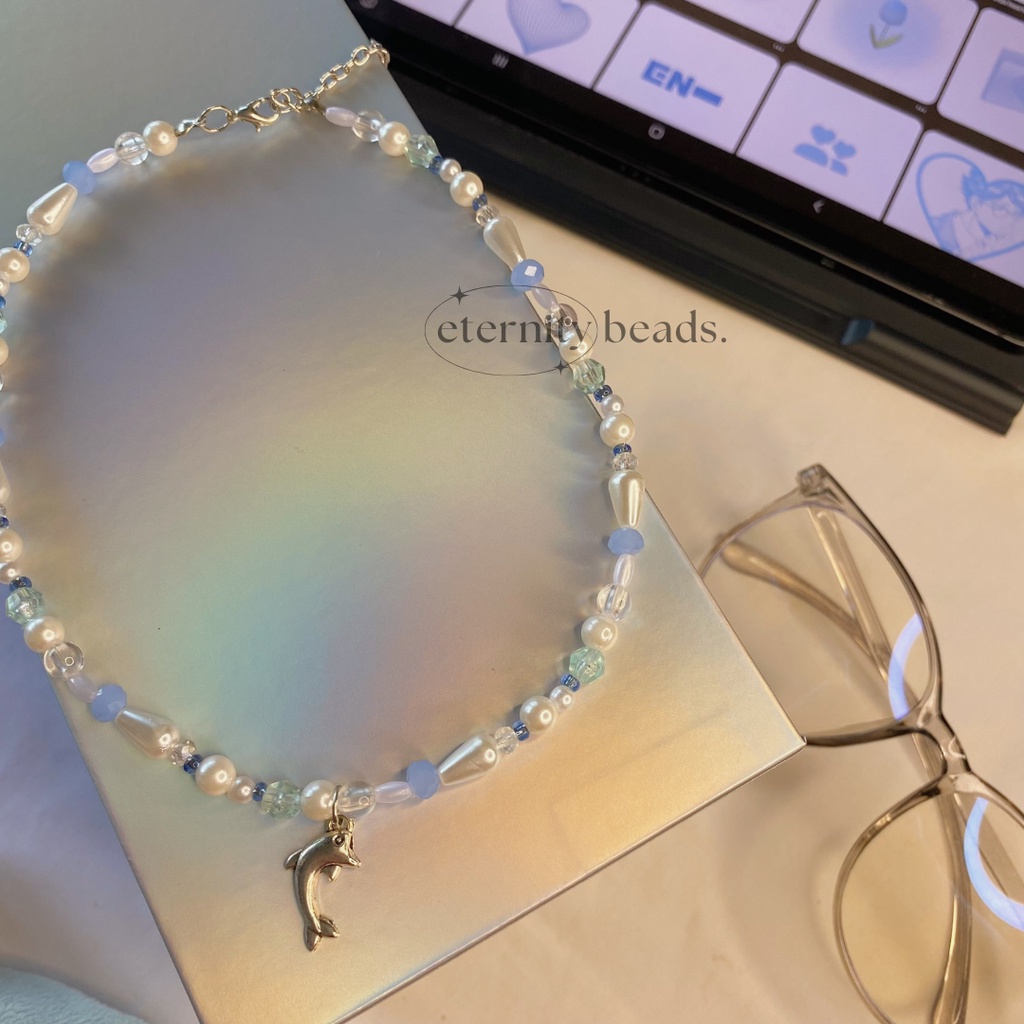 Jual ABYSS Beaded Necklace | Kalung Manik Biru Lumba | Aesthetic Blue ...