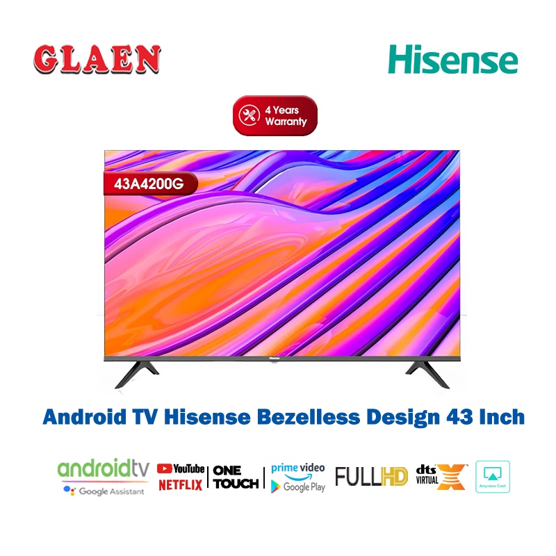 Jual Led Hisense Android TV 43 inch | Tv Hisense 43A4200G Bezelless ...