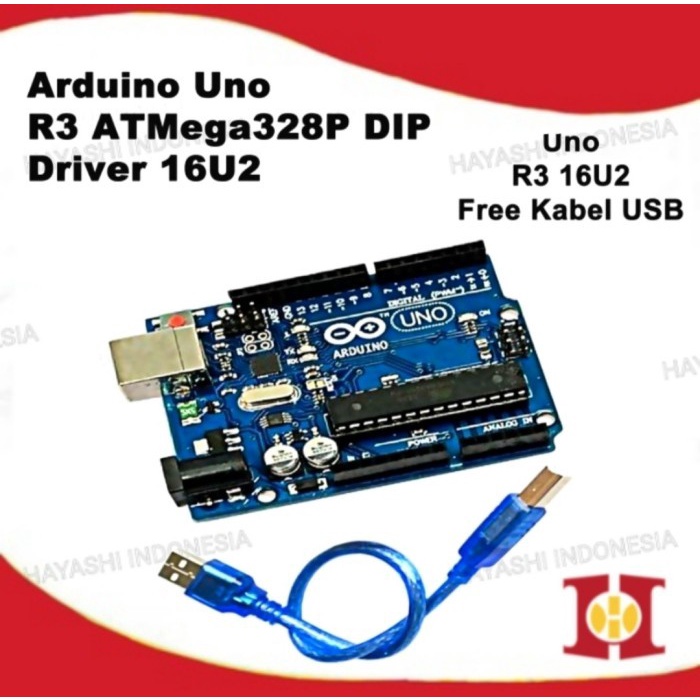 Jual Arduino Uno R3 16U2 ATMEGA328P DIP + KABEL USB | Shopee Indonesia
