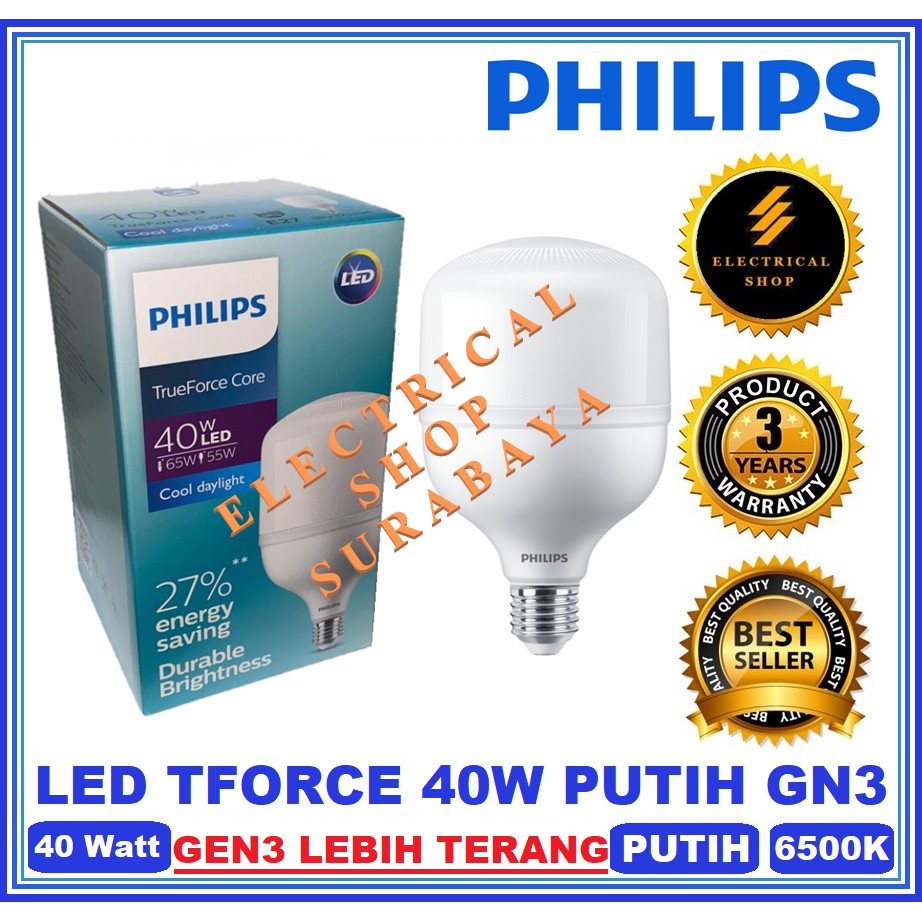 Jual PHILIPS LAMPU LED TRUEFORCE 40W 40 WATT PUTIH GN3 (HARGA GROSIR) TFORCE CORE GEN 3 GEN3 ...