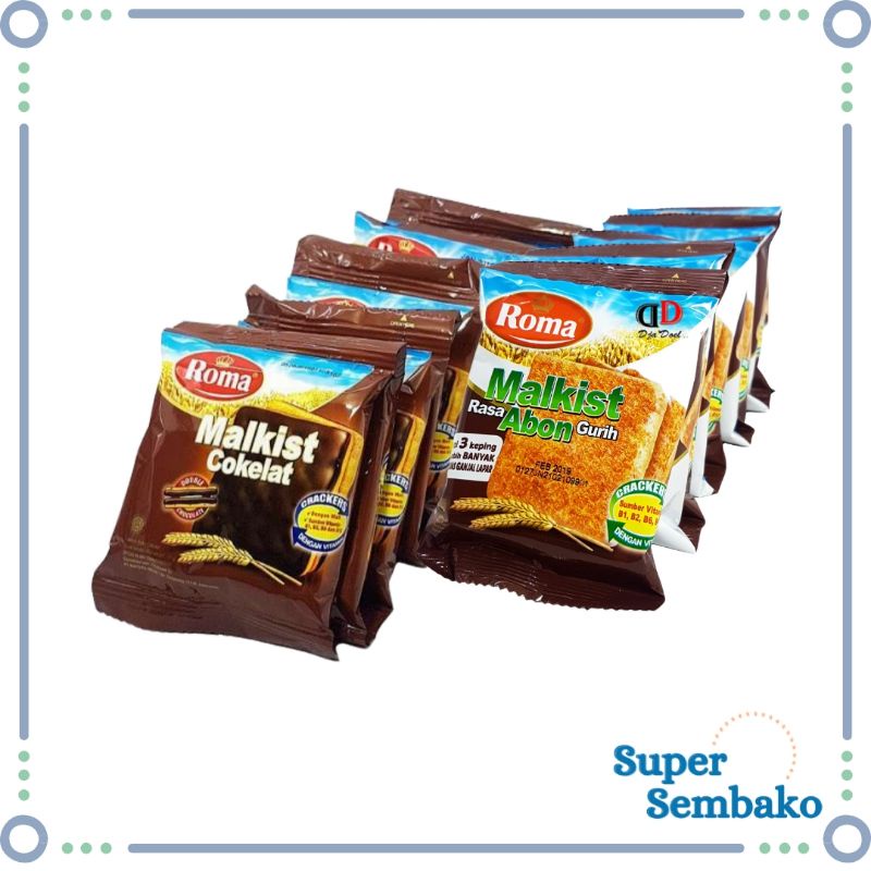 Jual SNACK BISKUIT CRACKERS GANDUM ROMA MALKIST ABON / COKLAT / COKELAT ...