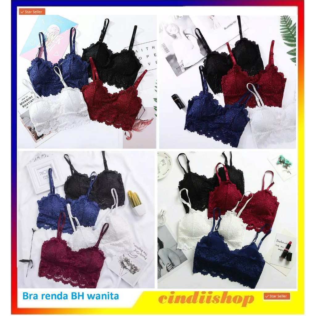 Jual Bra Renda Tanpa Kawat BH Wanita Motif Bunga Beha Tali Tanpa Kawat ...