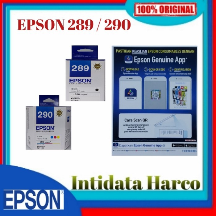 Jual CARTRIDGE EPSON 289 BLACK BK B / 290 COLOR ORIGINAL 100% T289 T290 ...