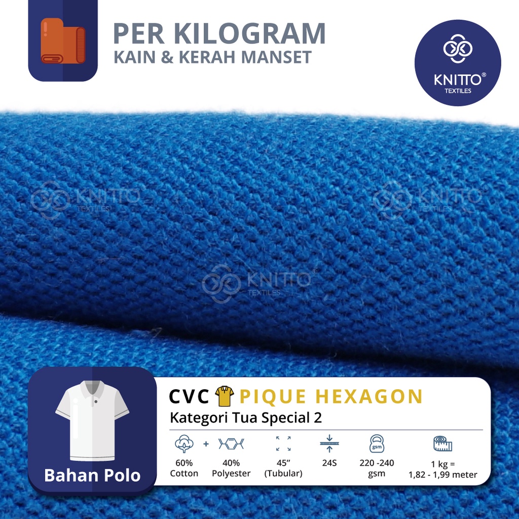 Jual KAIN CVC PIQUE HEXAGON 24S KATEGORI WARNA TUA SPECIAL 2 ( BAHAN POLO ) - KNITTO | Shopee ...