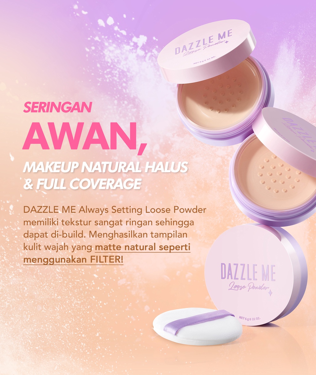 Jual DAZZLE ME Always Setting Loose Powder BPOM Super Soft Smooth Bedak ...