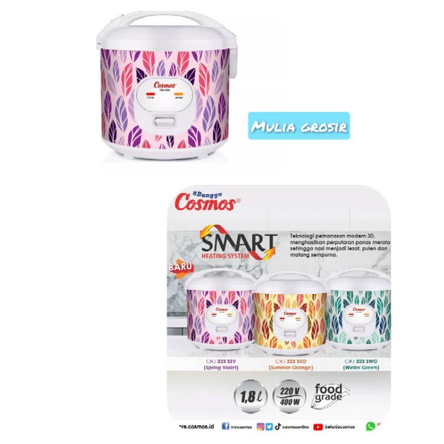 Jual Magic Com Cosmos 1.8L 3in1 CRJ 323 S SSV 323S SWG 323S SSO /Rice ...