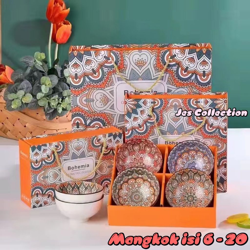 Jual Hampers/ Hadiah / Parcel Mangkok Bohemian Geometric Design Isi 4 ...
