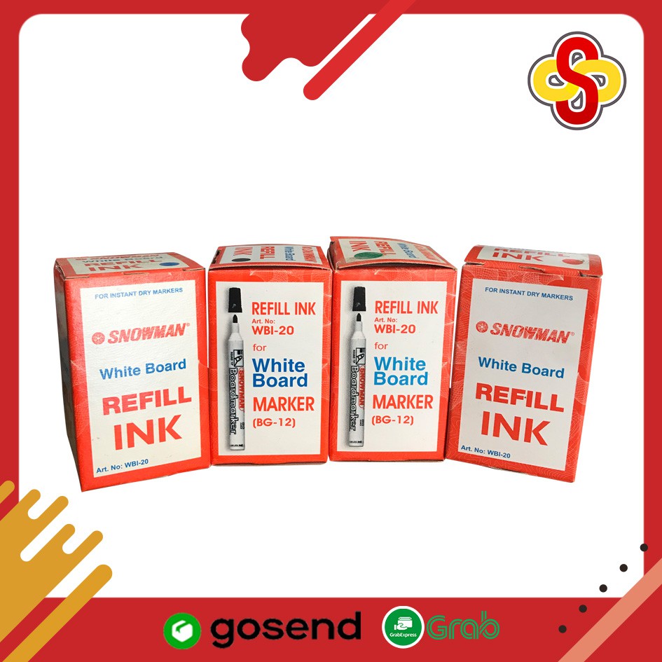 Jual Refill Tinta Spidol Whiteboard Marker / Papan Tulis Snowman BG-12 ...