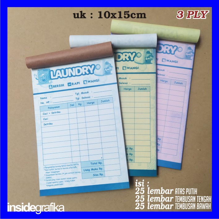 Jual Nota Laundry Rangkap 3 Ply Tembusan Kwitansi Cuci Bon Baju ...