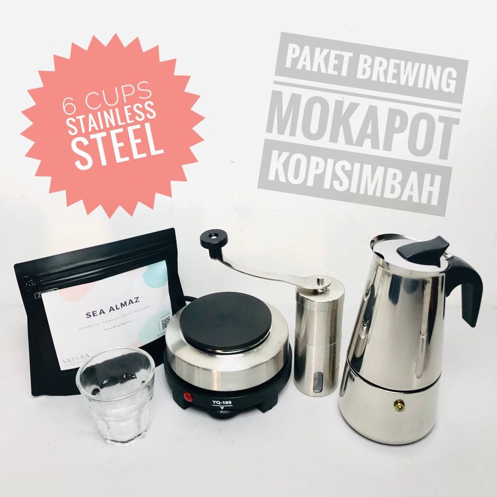 Jual Paket BREWING MOKAPOT Alat Seduh Pembuat Kopi Espresso Manual Brew ...