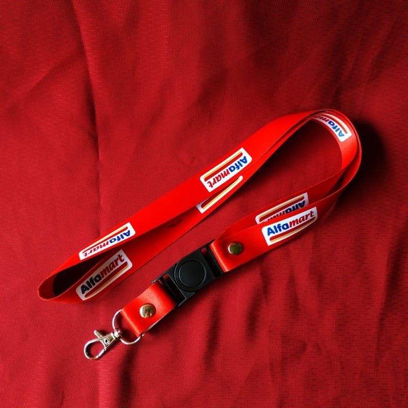 Jual Lanyard merah ALFAMART tali lanyard DISTRO RETAIL gantungan kunci ...