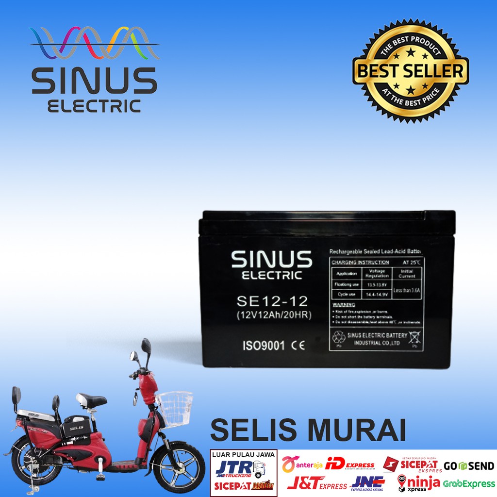 Jual AKI VRLA 12V 12AH SINUS ELECTRIC SELIS MURAI AKI ORIGINAL AKI ...