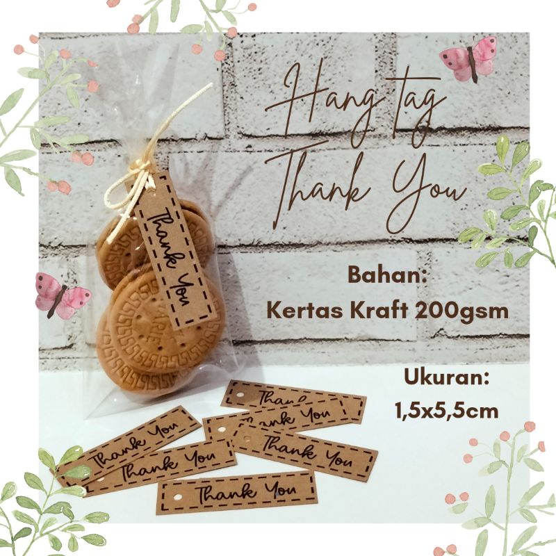 Jual [50PCS] HANG TAG THANK YOU PANJANG MURAH BAHAN KERTAS KRAFT TEBAL ...