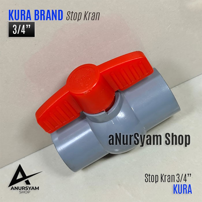 Jual Ball Valve 3/4" / Stop Kran PVC KURA Brand / Stop kran Plastik ...