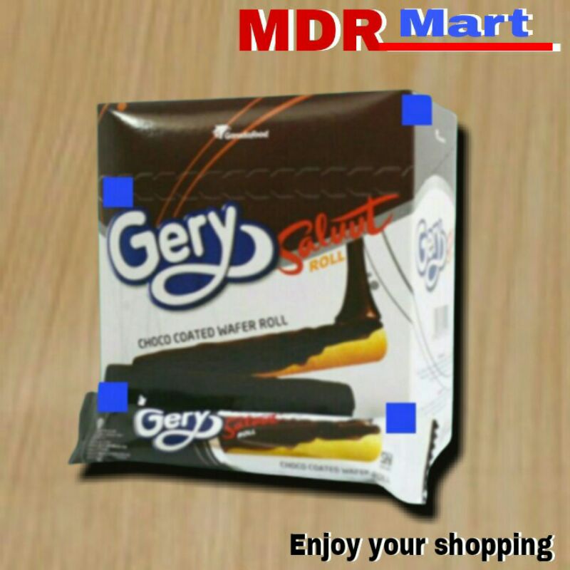 Jual GERY SALUT ROLL Choco coated wafer 1 Box isi 24 pcs | Shopee Indonesia