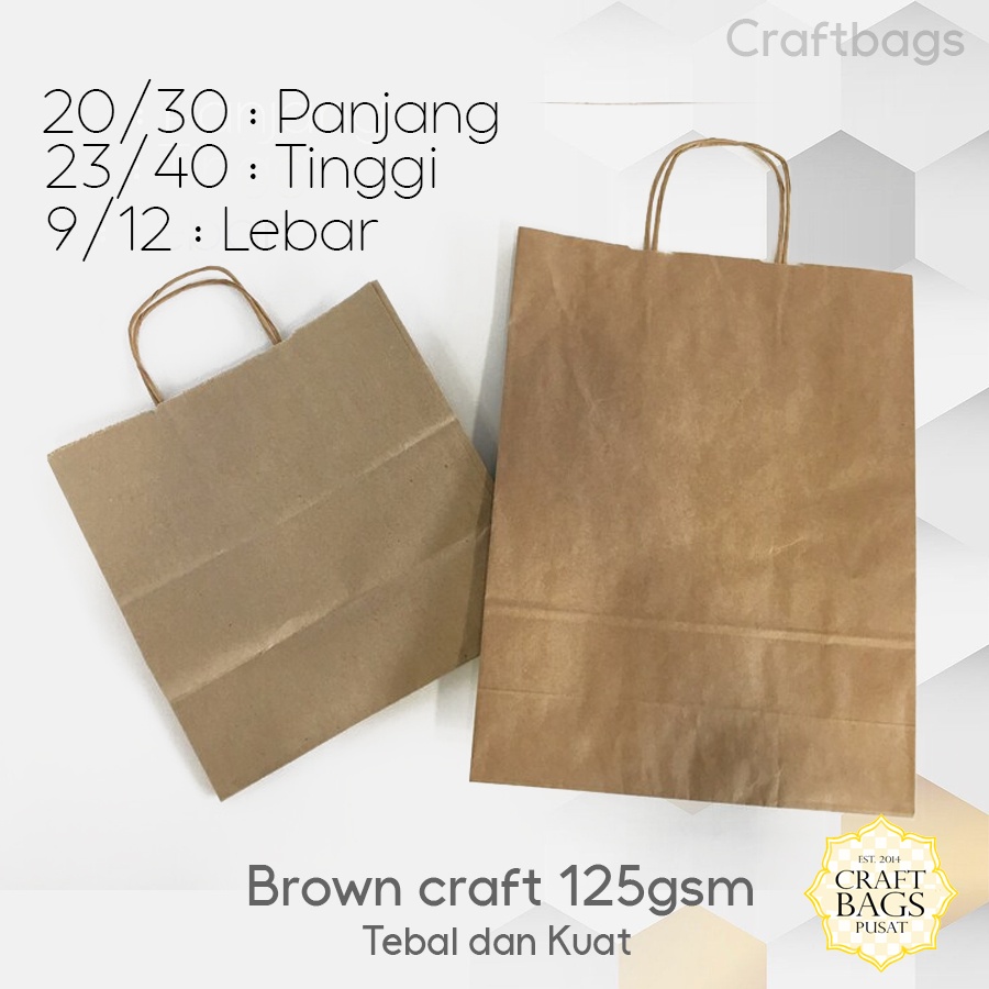Jual Paper bag coklat besar 40x12x30 CM / Paper bag polos tali kertas ...