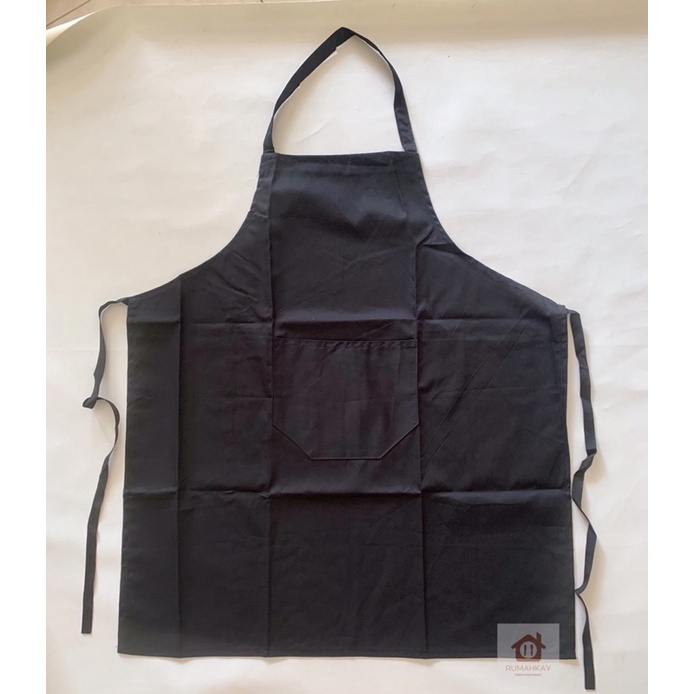 Jual Apron Kain Full Body / Celemek Masak warna hitam | Shopee Indonesia