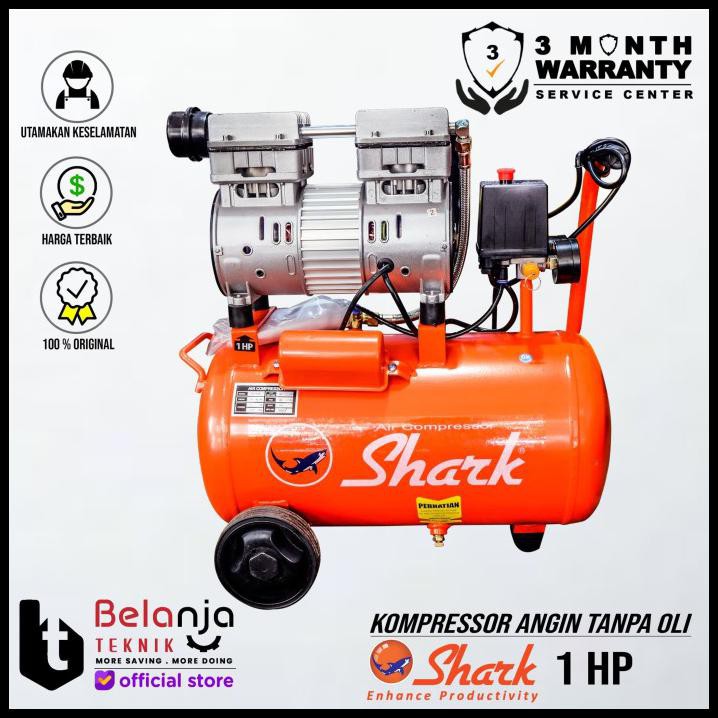Jual Shark 1 Hp 24 Liter Oilless Air Compressor Kompresor Angin Tanpa ...
