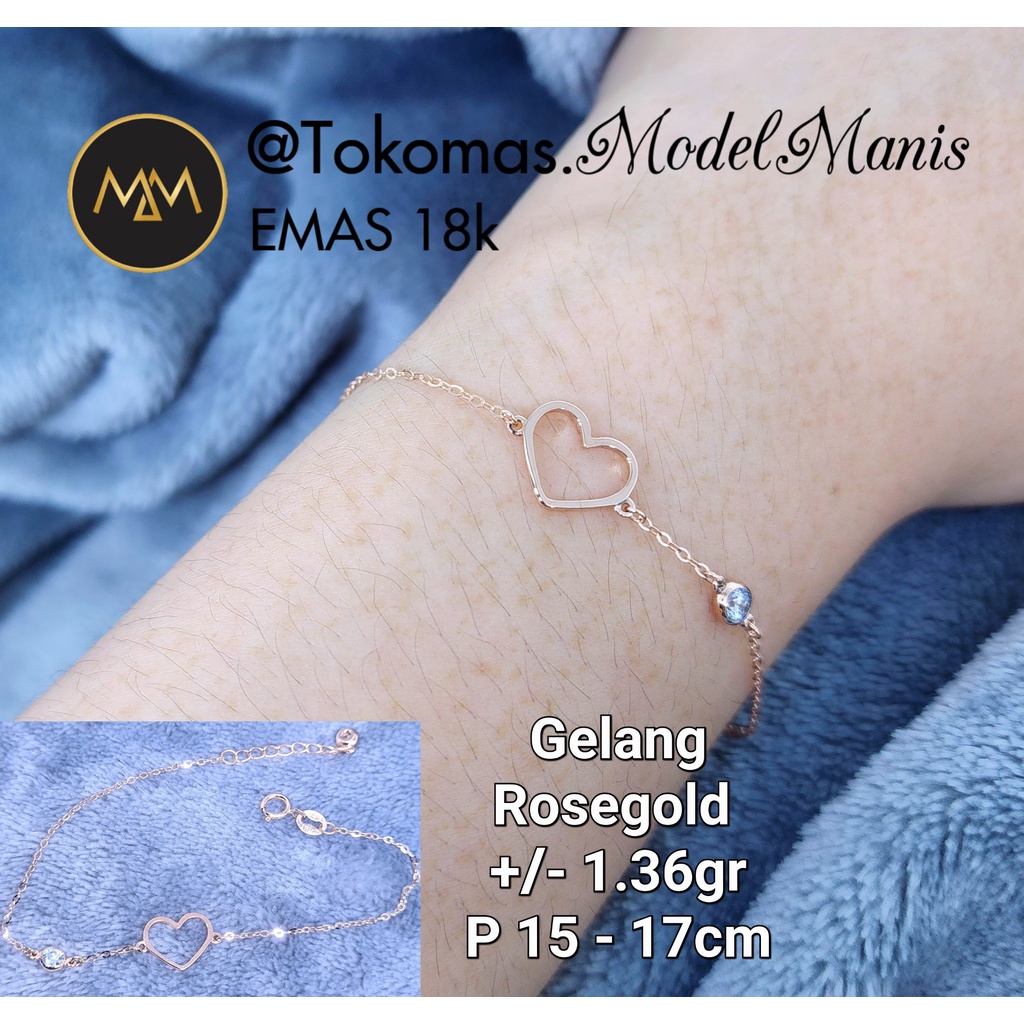 Jual Gelang Rantai Italy Love emas rosegold 750 kadar 18k | Shopee ...