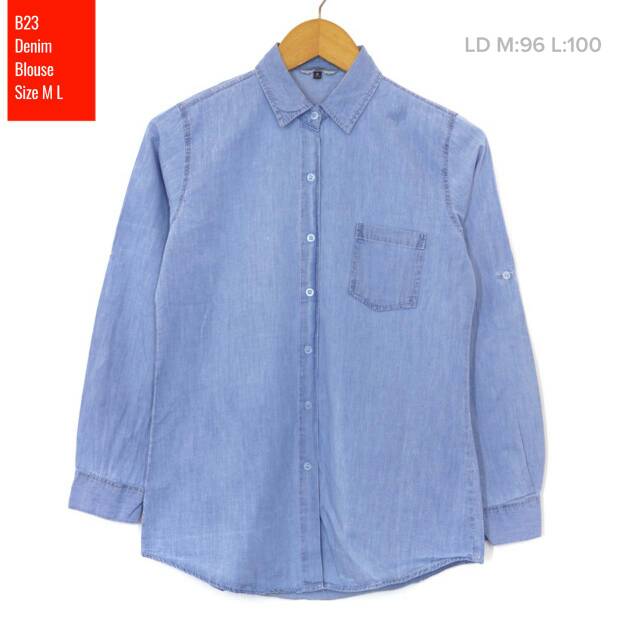 Jual Kemeja kerja H&M biru denim | Shopee Indonesia