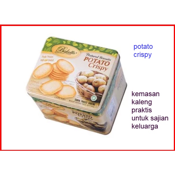 Jual Potato Crispy Biskuit Kentang Kemasan Kaleng Praktis untuk Sajian ...