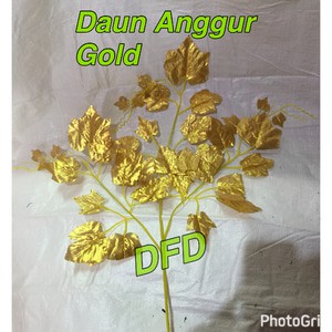 Jual Bunga Plastik Artifisial / Daun Sintetis Plastik Anggur Gold Emas ...