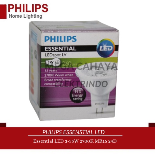 Jual Philips Hologen Essential LED 3-35W 2700K MR16 24D | Shopee Indonesia