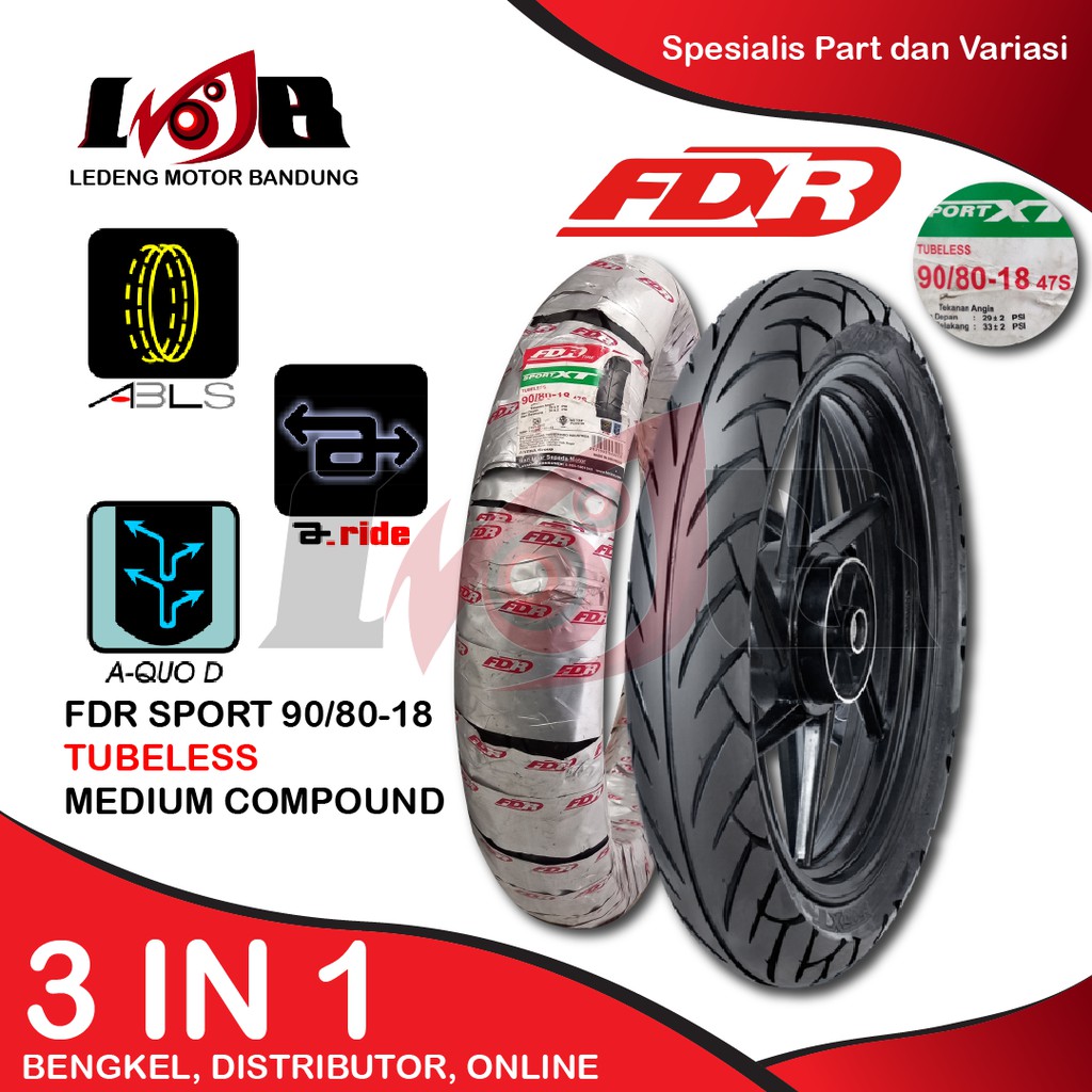 Jual Ban FDR 90/80-18 Sport XT Ban Luar Motor Tubeless Type Medium ...