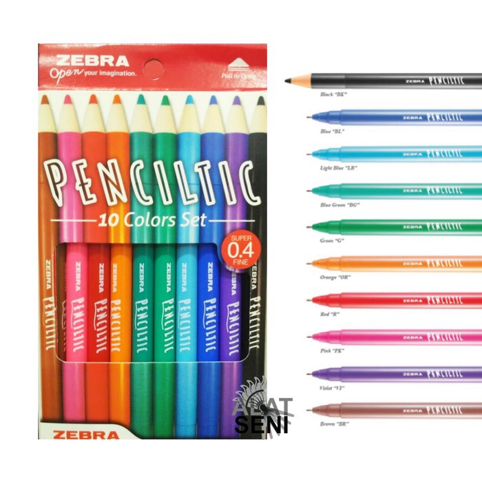 Jual Penciltic Zebra Warna 0.4 mm 10 Colours / Pencil tic 10 warna ...