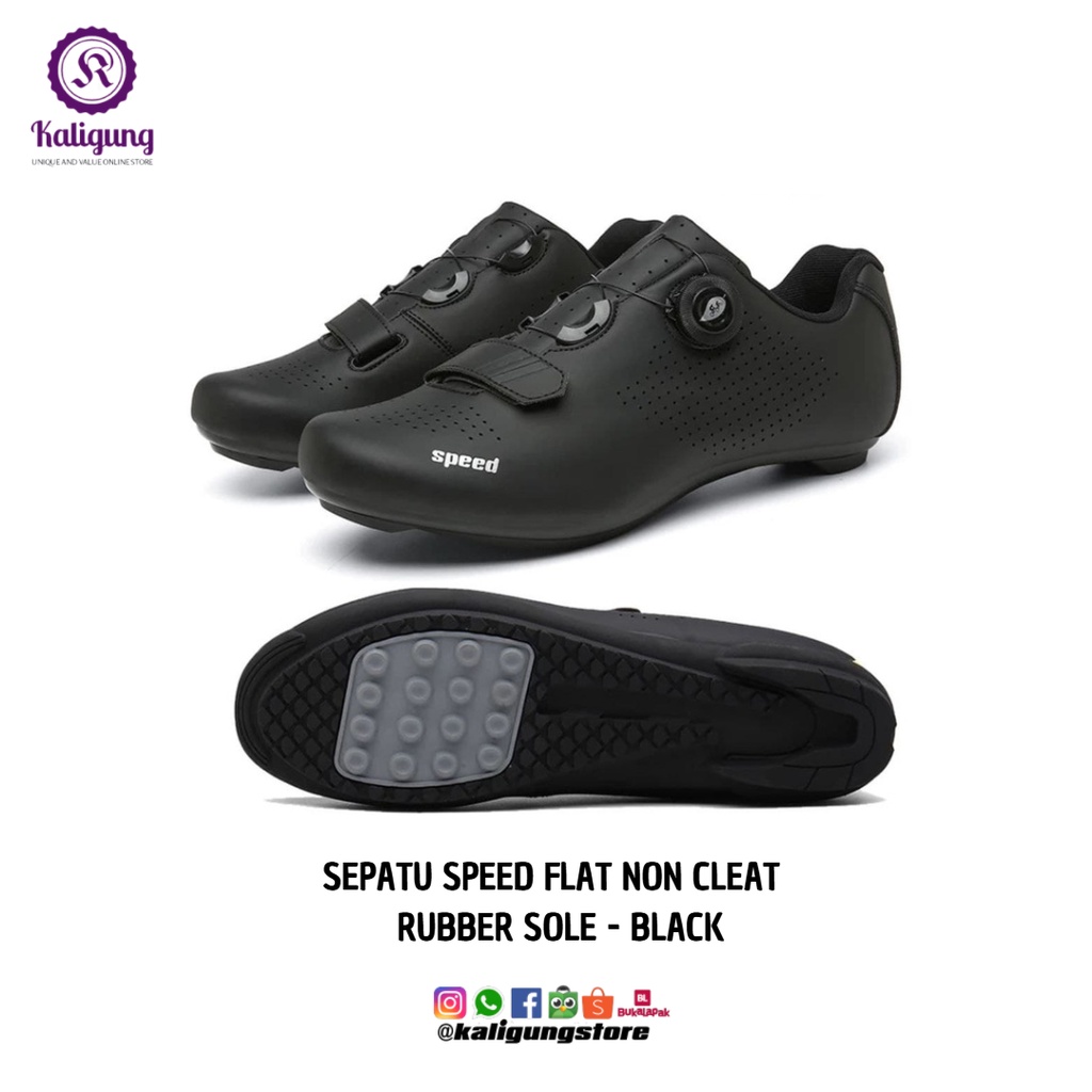 Jual Sepatu Sepeda SPEED Flat Non Cleat BLACK - Rubber Sole Shoes ...