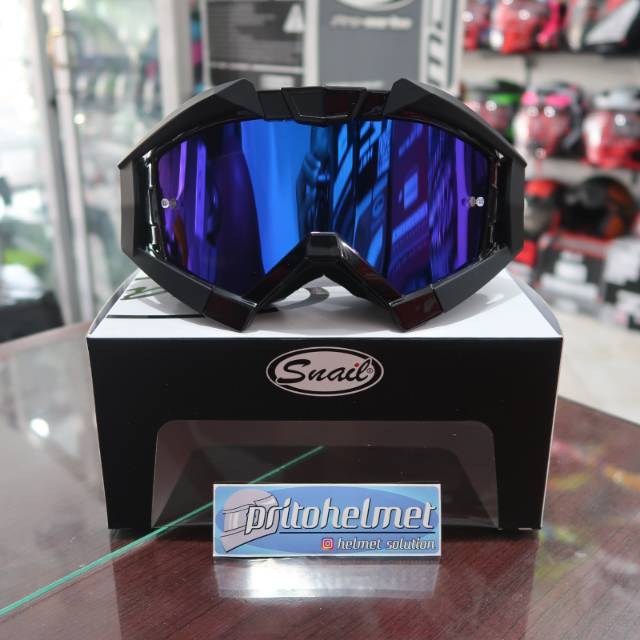 Jual Goggle Snail Black Visor Blue Original | Shopee Indonesia