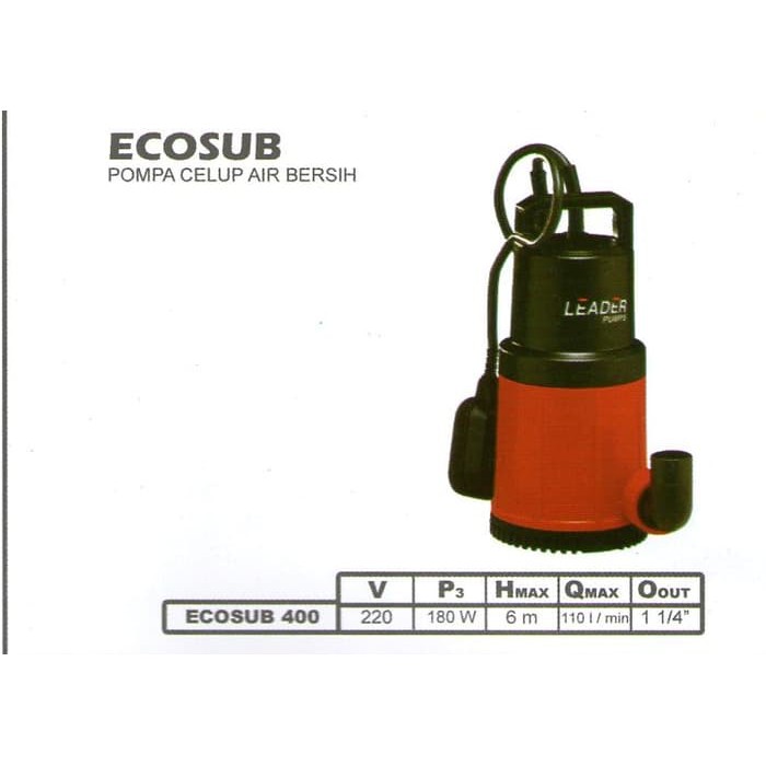 Jual ECOSUB 400 A LEADER submersible pompa celup otomatis kolam kuras ...
