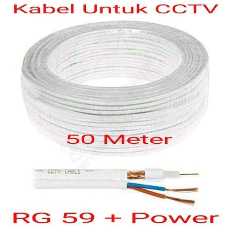 Jual Kabel CCTV 50m Rg 59+ Power Putih | Shopee Indonesia