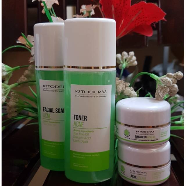Jual Paket Kitoderm Acne Hijau / jerawat TTO | Shopee Indonesia