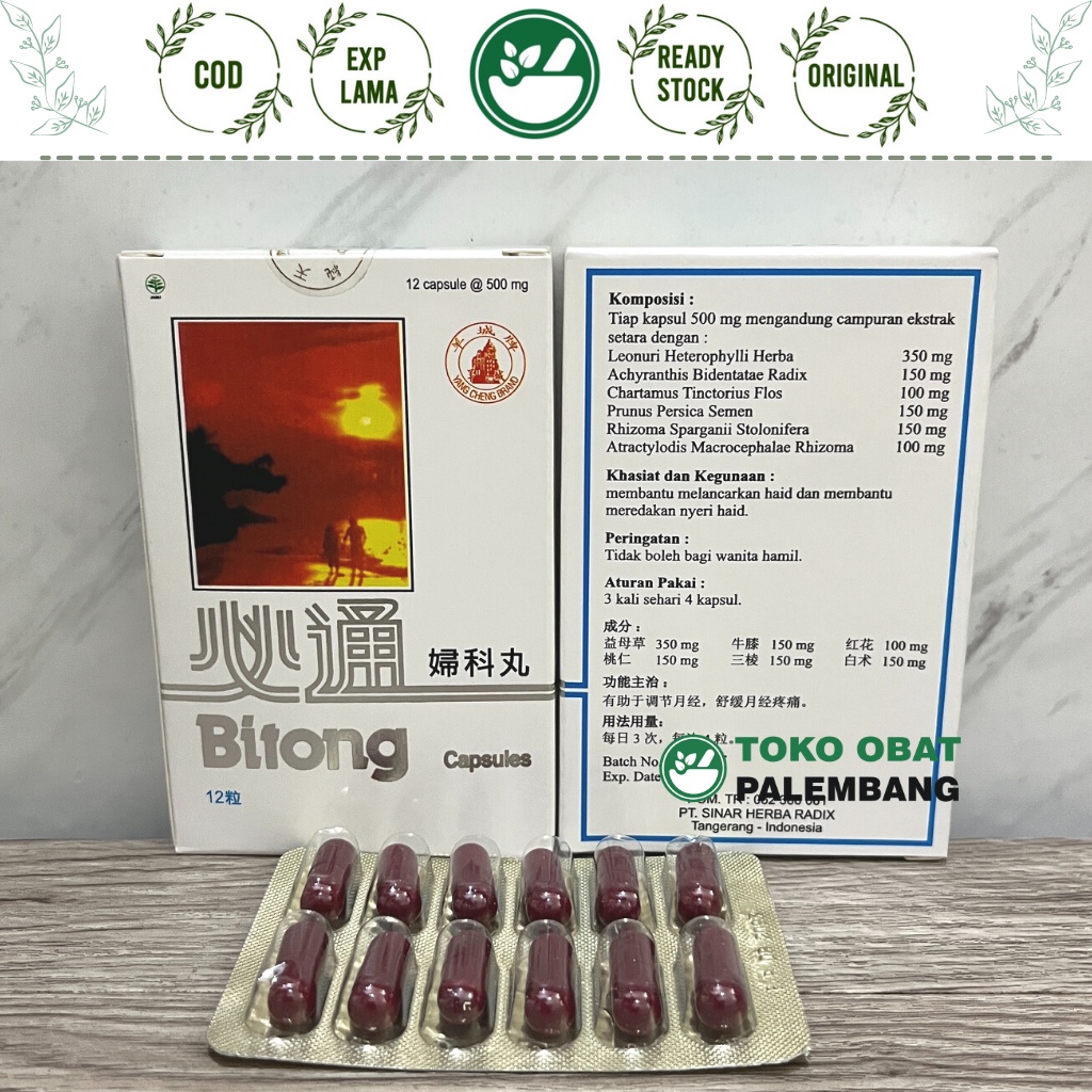 Jual BITONG CAPSULES 12 KAPSUL BI TONG KAPSUL LANCAR HAID MENSTRUASI | Shopee Indonesia
